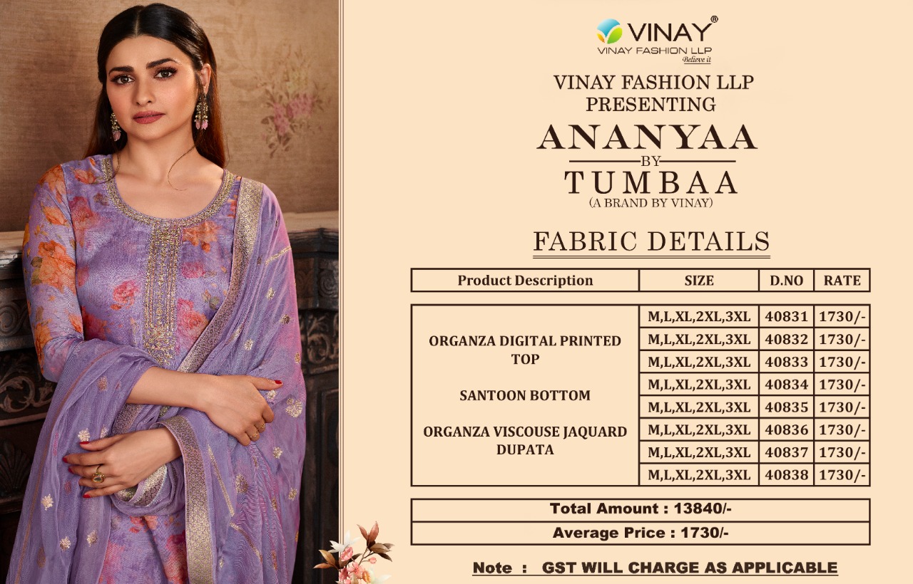 Vinay Tumbaa Ananyaa Ready Made Designer Dress Collection