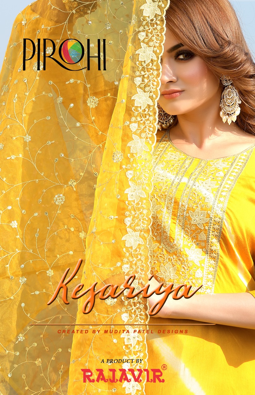 Pirohi Kesariya Designer Premium Silk Readymade For Wedding Wear Collection